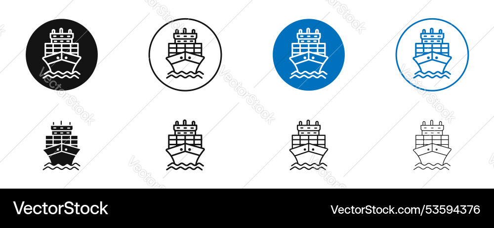 Cargo ship thin line icon set Royalty Free Vector Image