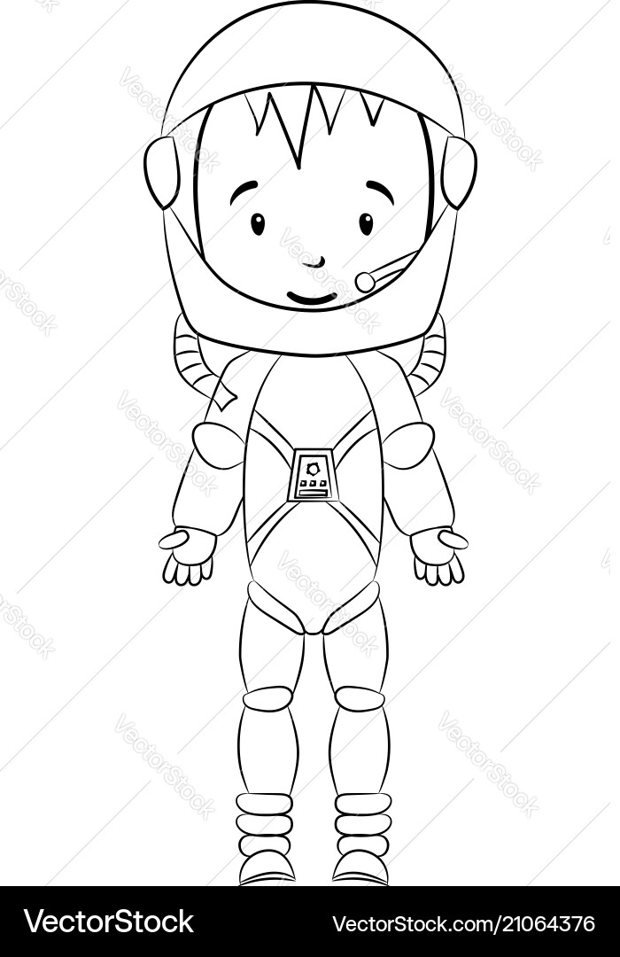 Cartoon Cosmonaut Coloring Page Royalty Free Vector Image
