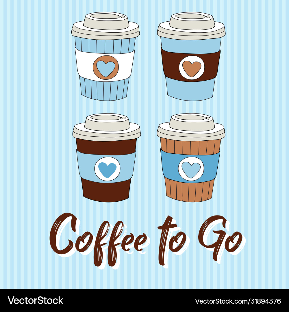 Coffee to go with hand drawn Royalty Free Vector Image