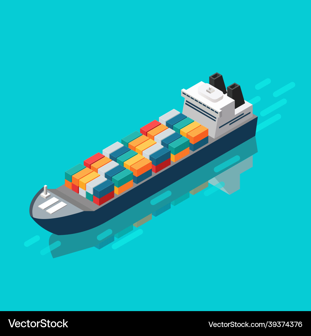 Container ship in isometric view Royalty Free Vector Image