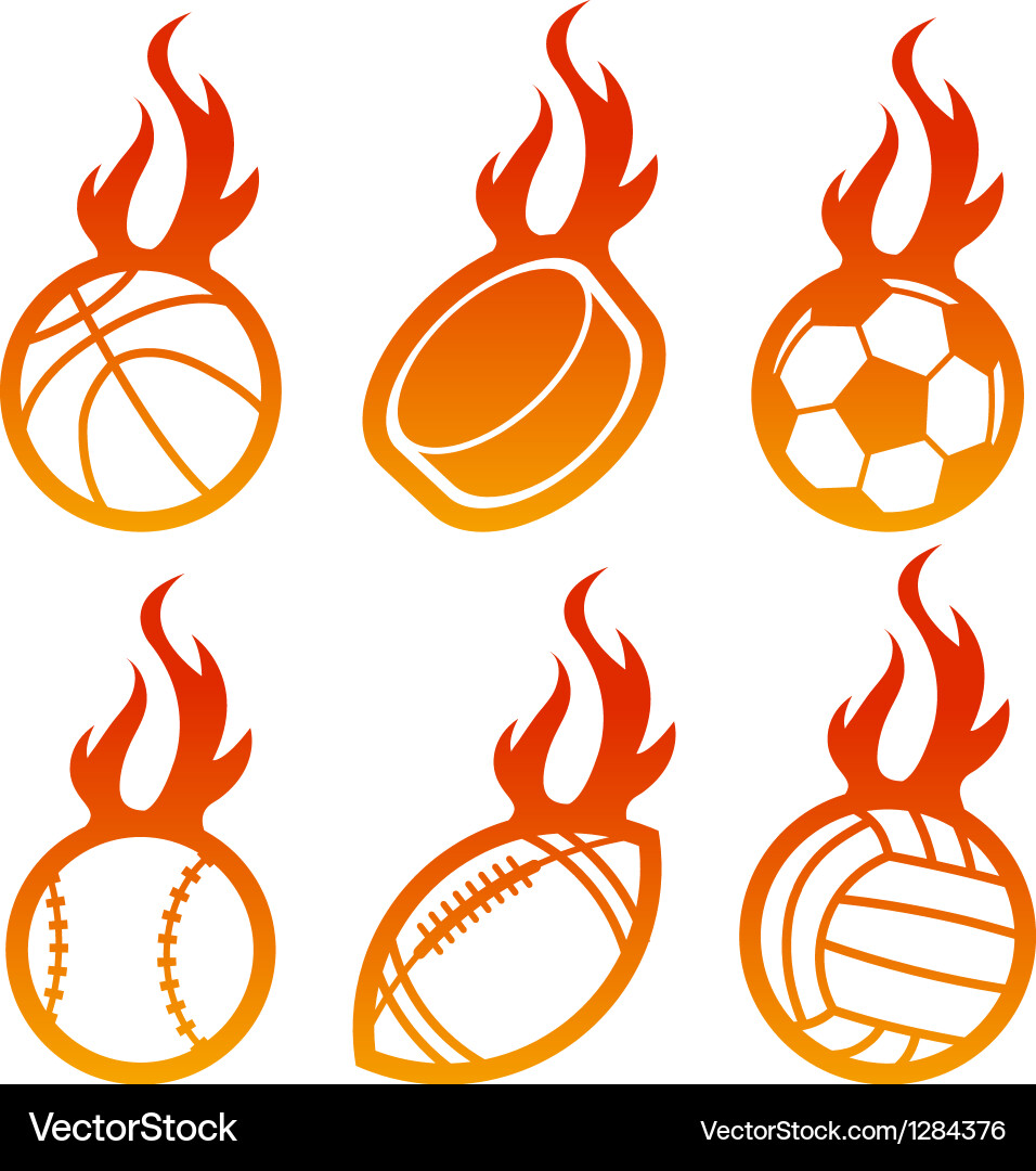 Fire sport balls logo Royalty Free Vector Image