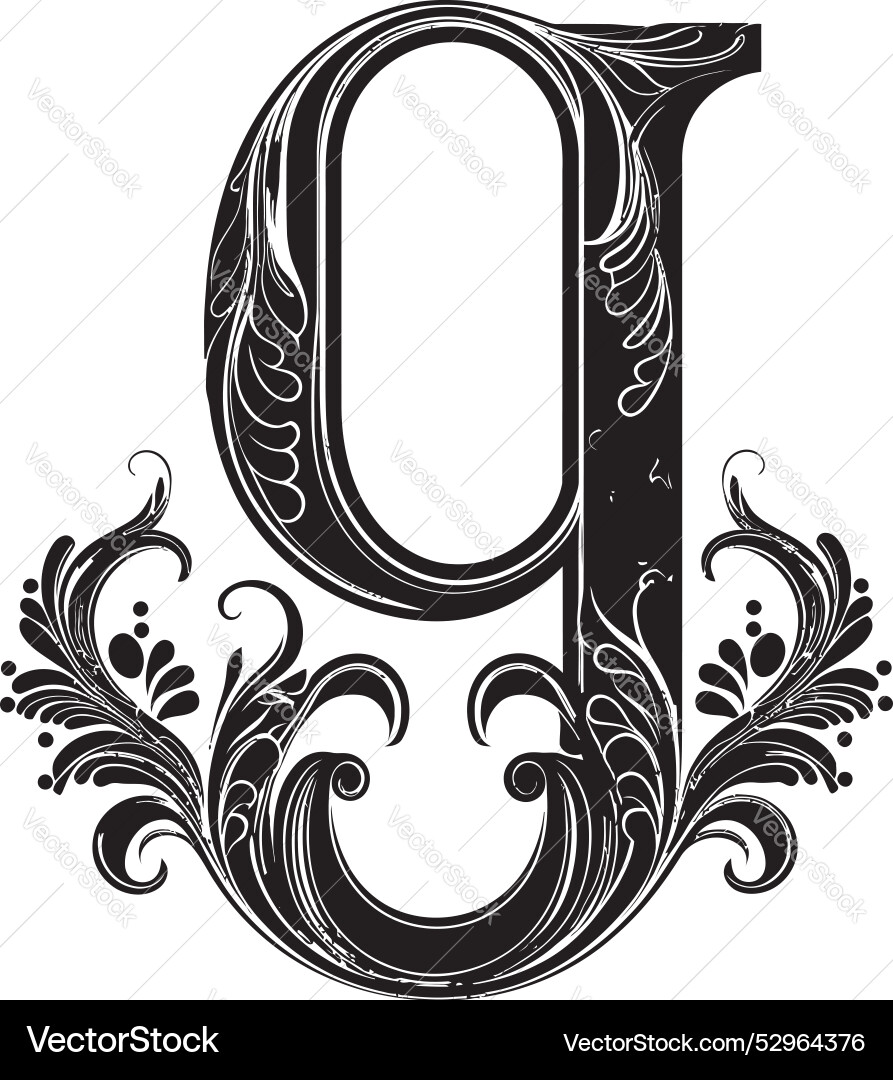 Gracious elegance refined font g art glimmering Vector Image