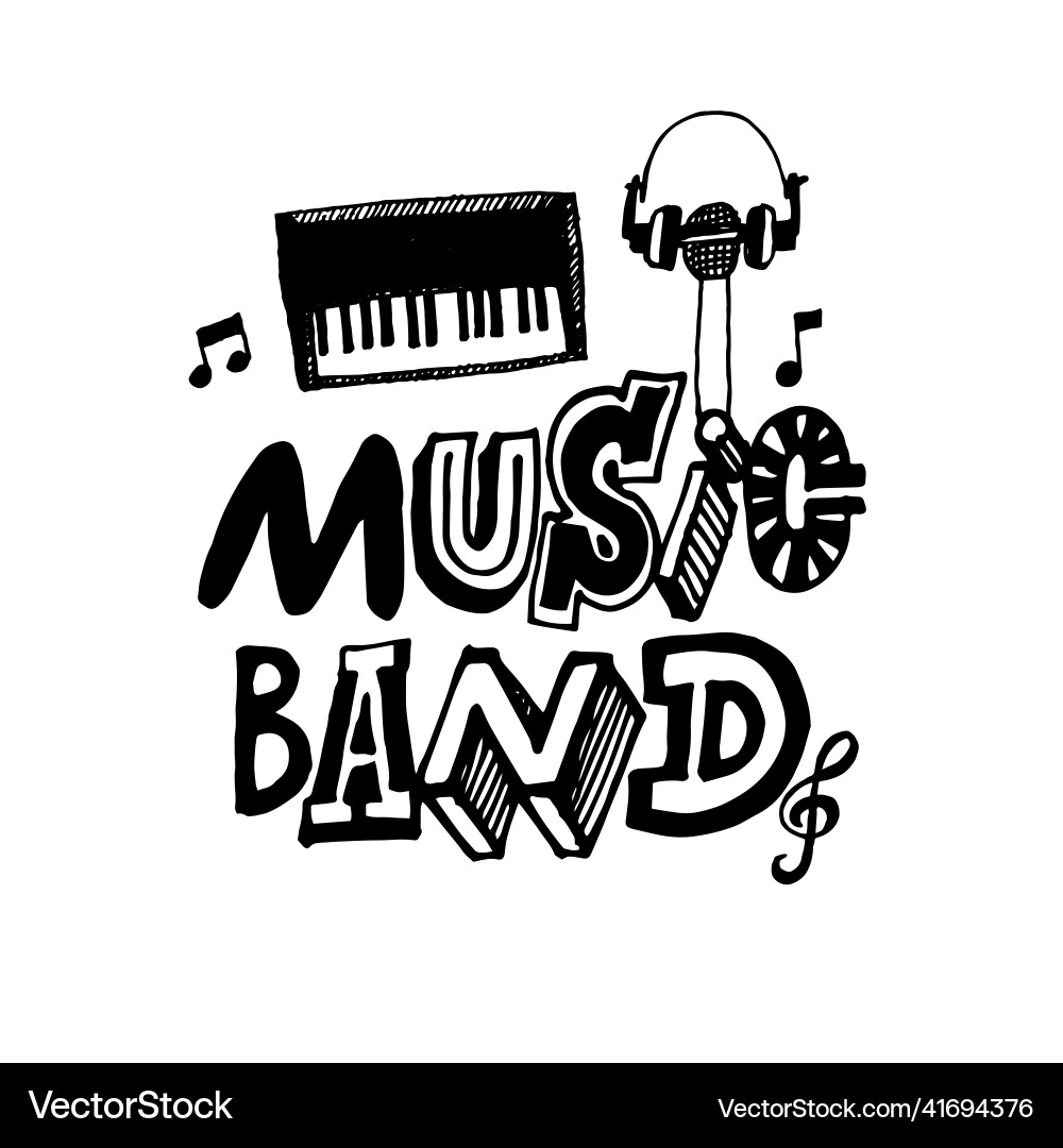 Music band doodle hand drawn Royalty Free Vector Image