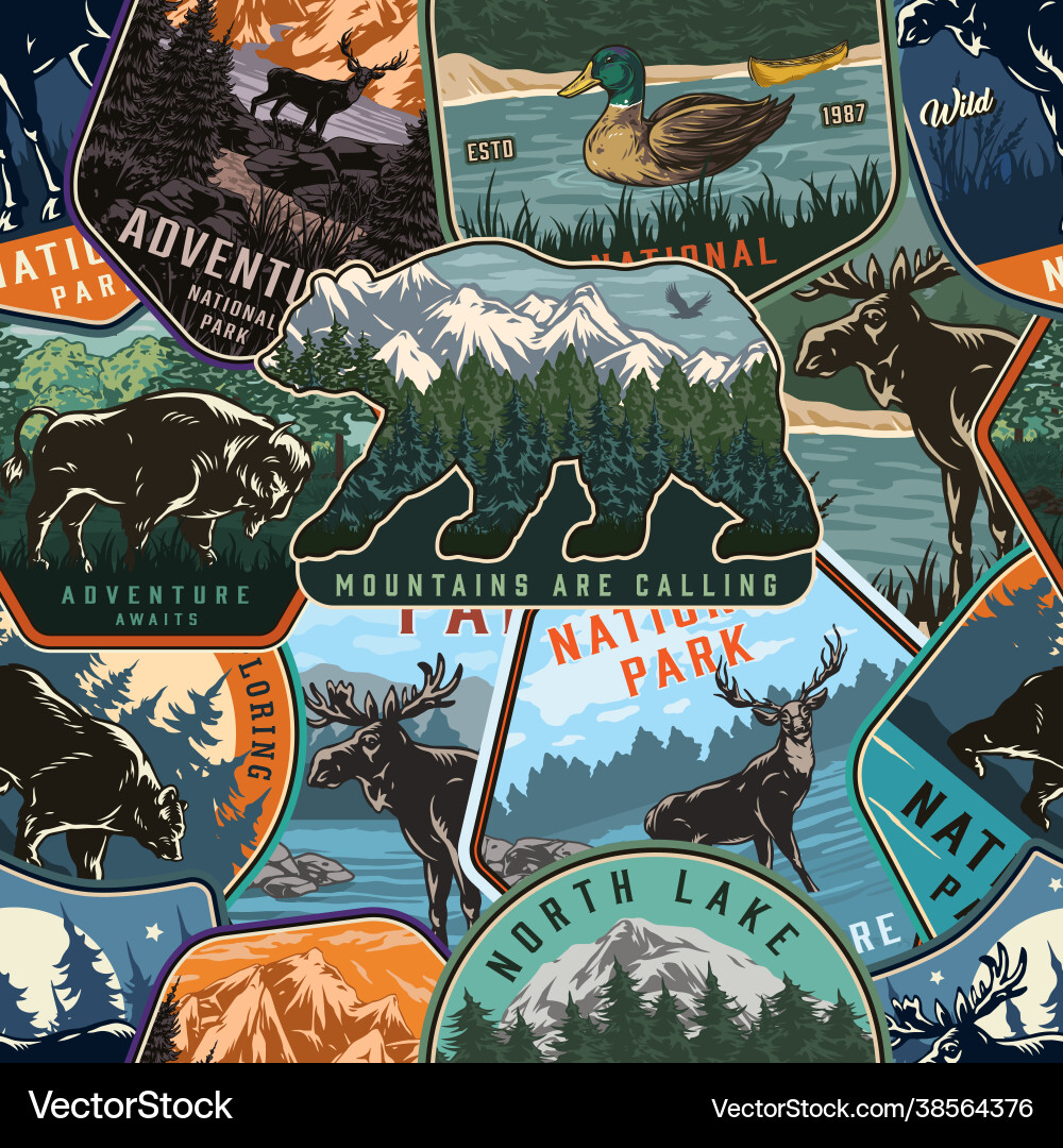National Park Emblem Pattern Royalty Free Vector Image