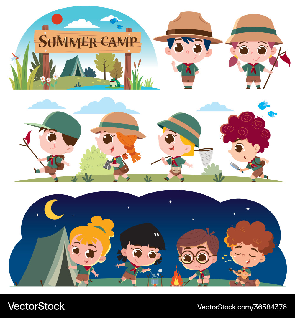 Scout kids Royalty Free Vector Image - VectorStock