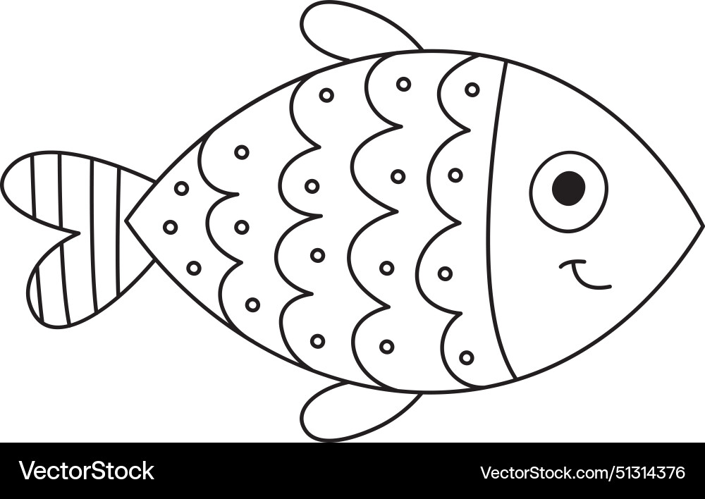 Sea fish outline Royalty Free Vector Image - VectorStock