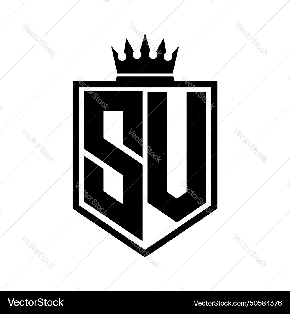Sv logo monogram bold shield geometric shape Vector Image