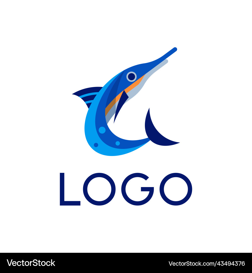 Swordfish logo design icon or clipart Royalty Free Vector