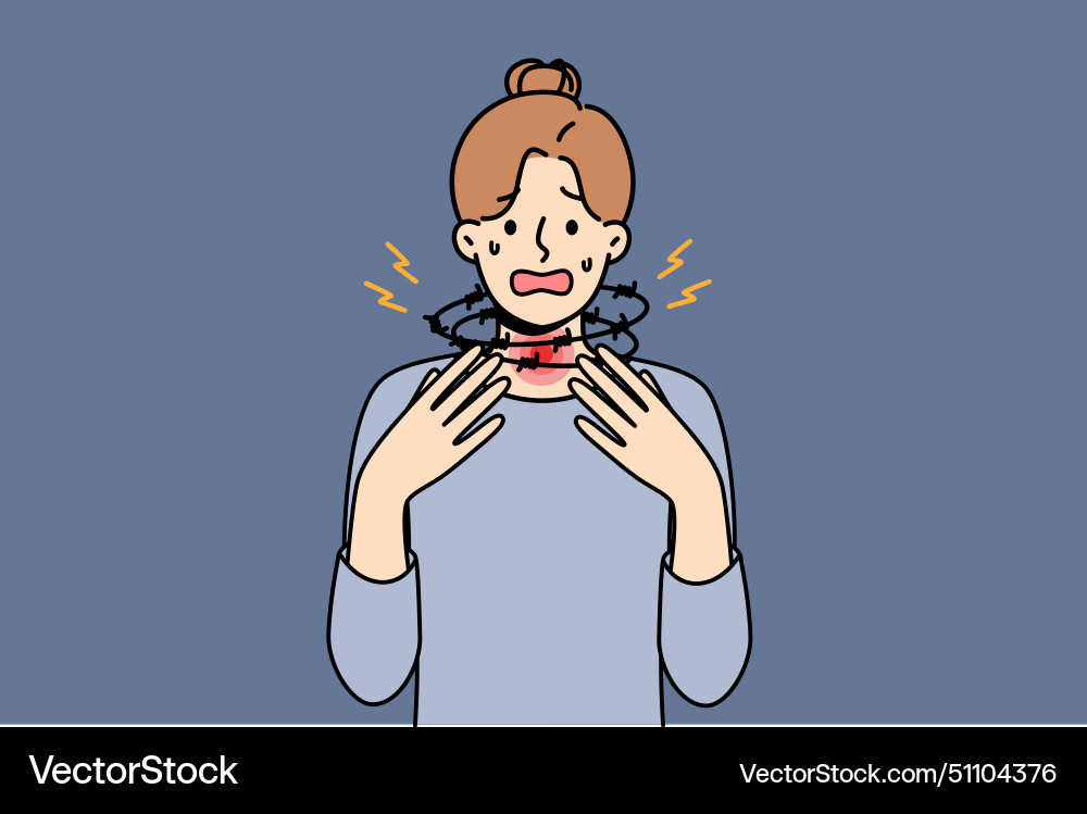 Woman suffering from suffocation and asthma Vector Image
