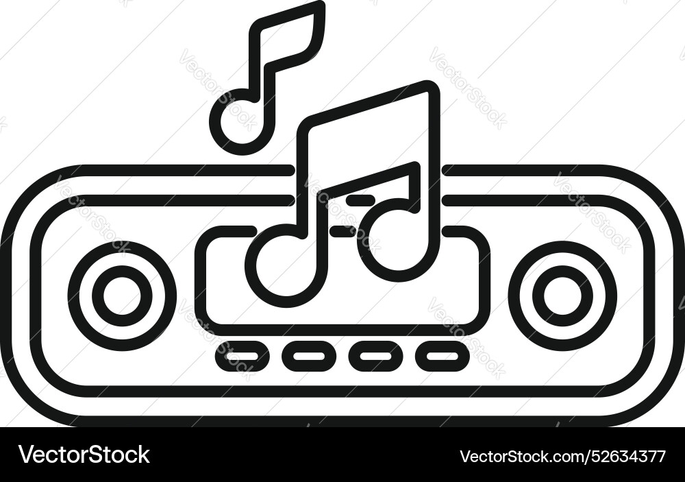Car radio playing music with notes icon Royalty Free Vector