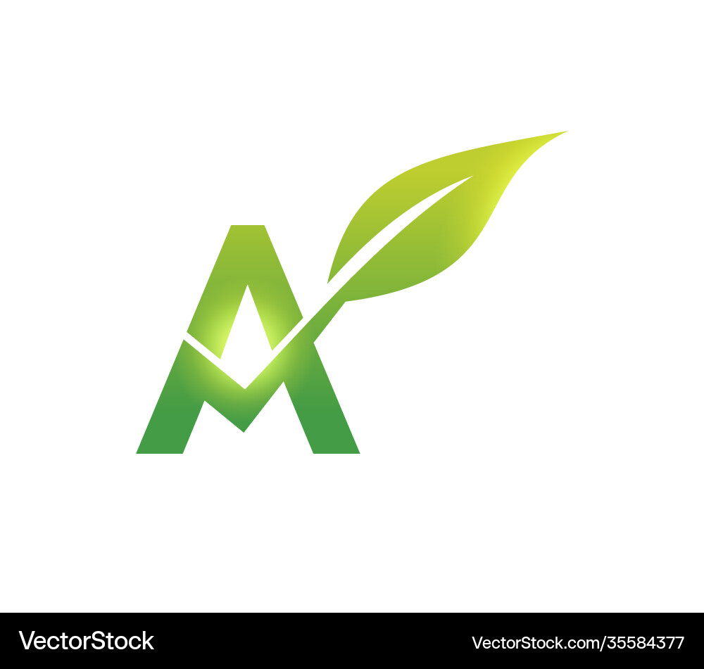 Green leaf monogram initial letter Royalty Free Vector Image