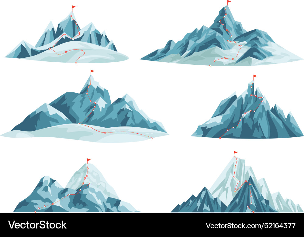 Mountain peak route successful summit climb Vector Image