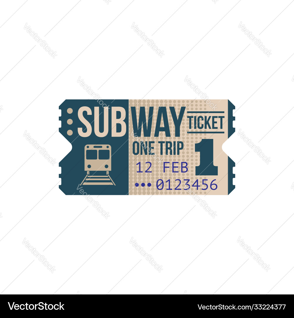 One trip subway ticket isolated passenger pass Vector Image
