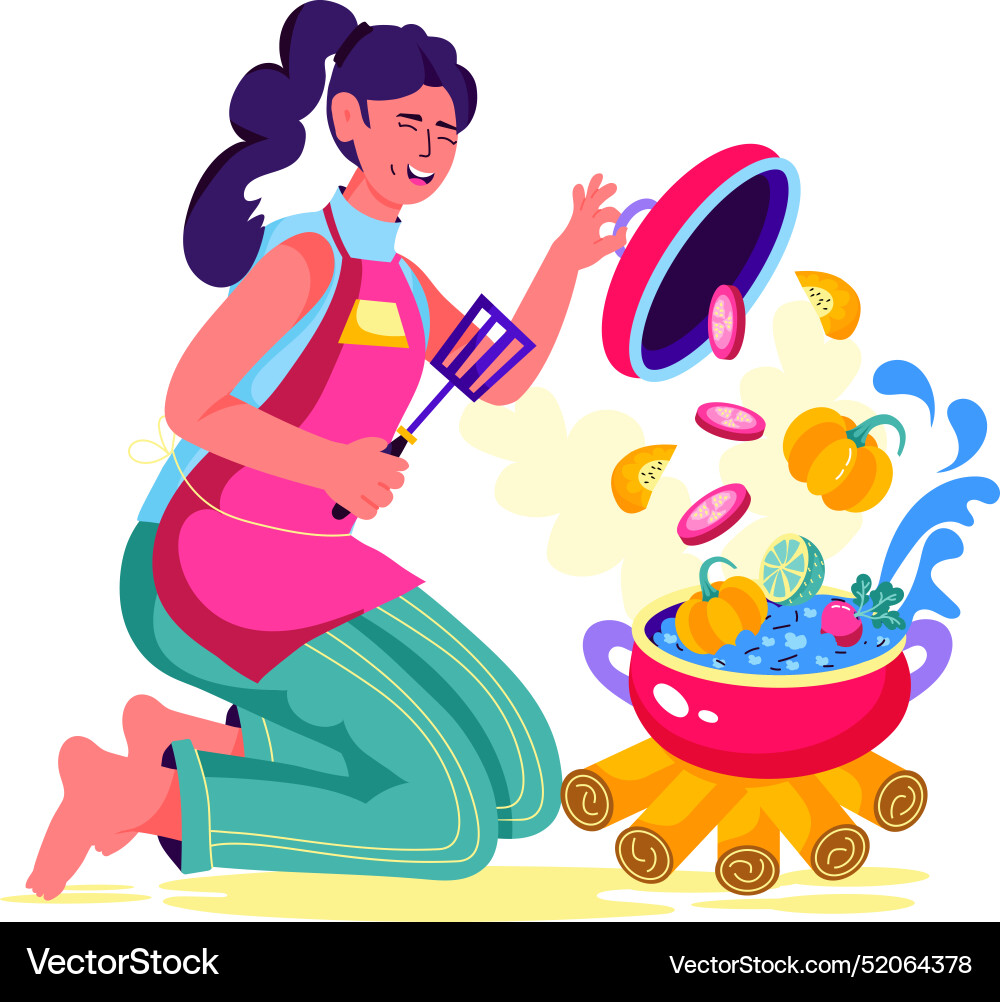 Campfire cooking Royalty Free Vector Image - VectorStock