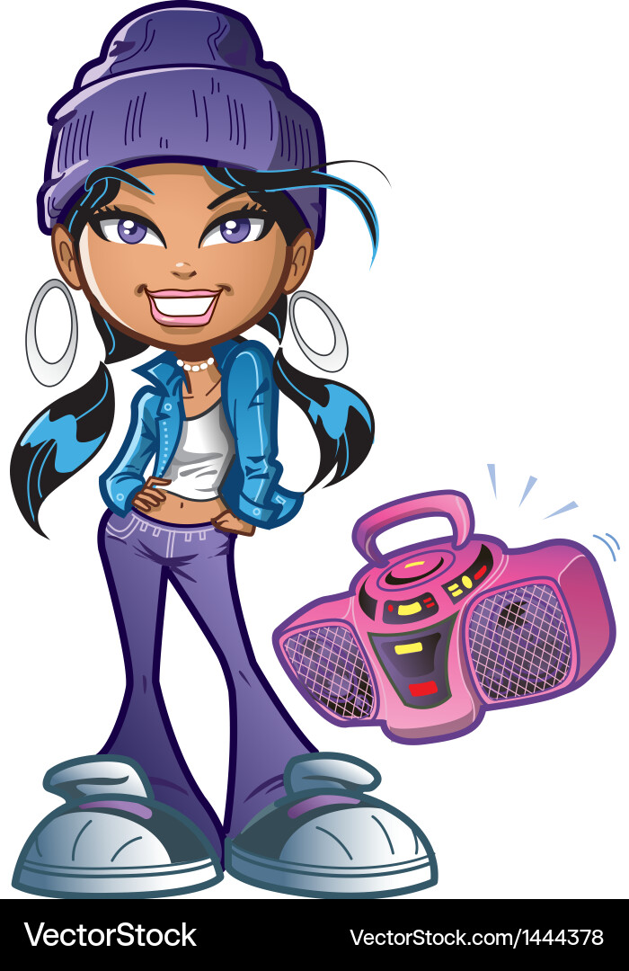 Funky girl with boombox Royalty Free Vector Image