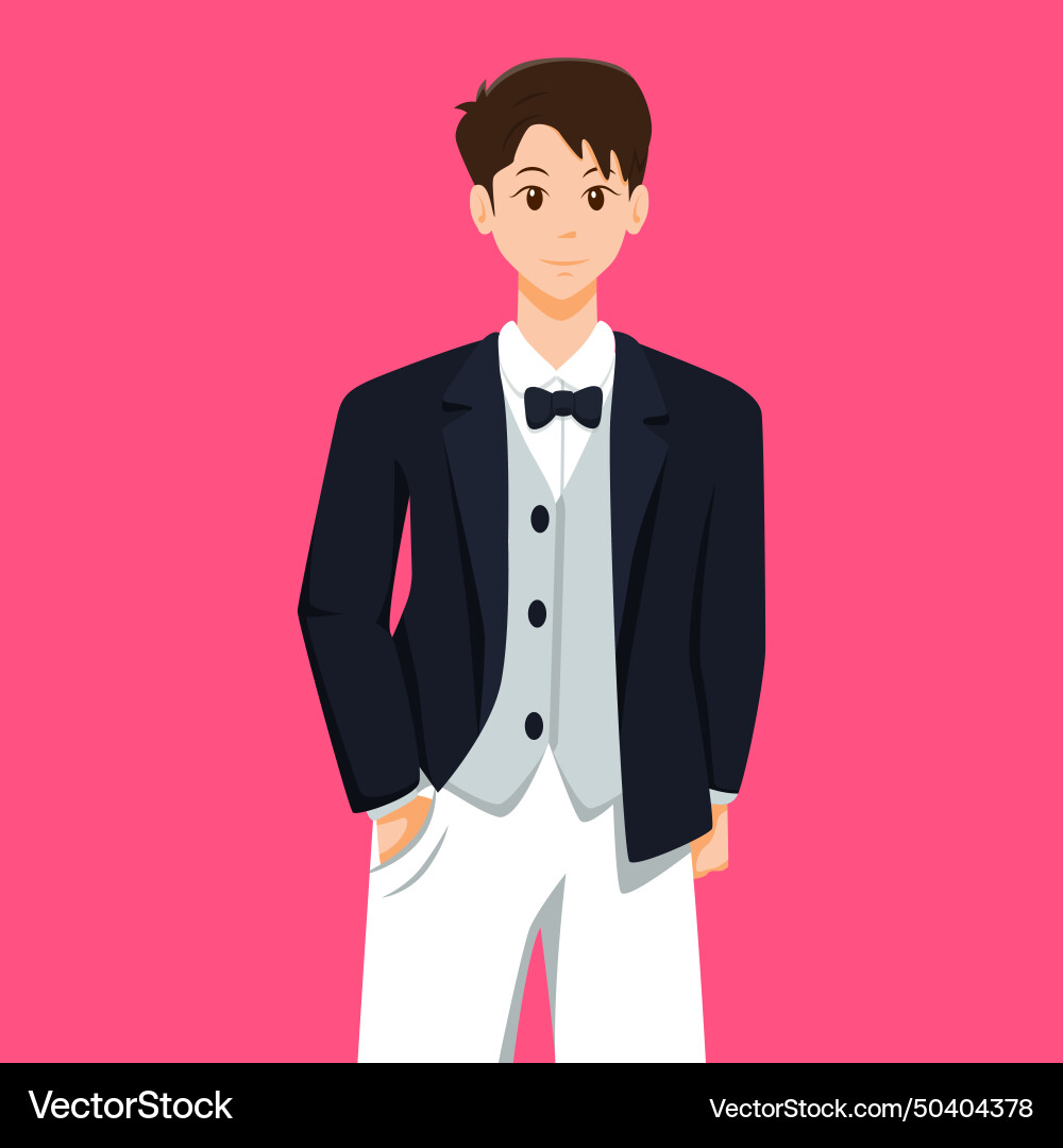 Groom wedding character design Royalty Free Vector Image