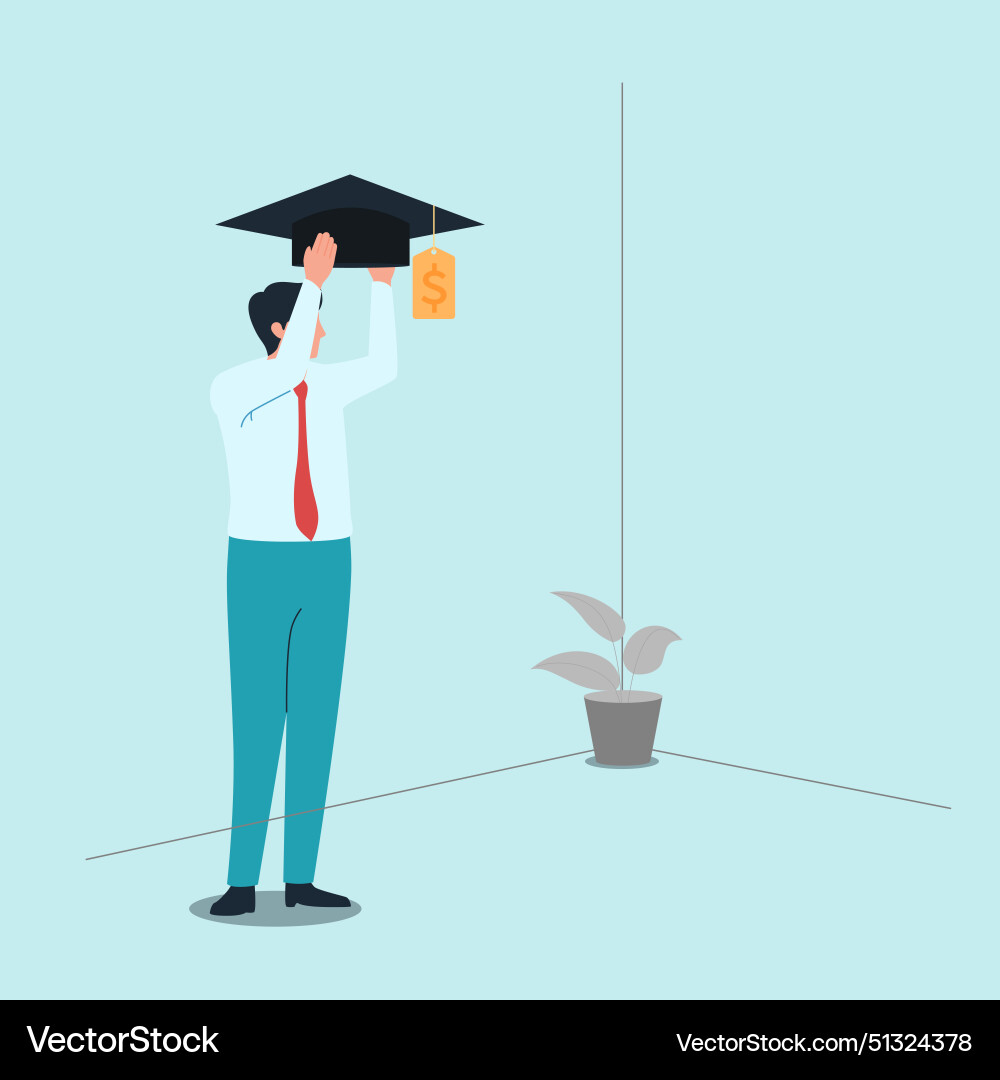 Person holding a graduation cap with string Vector Image