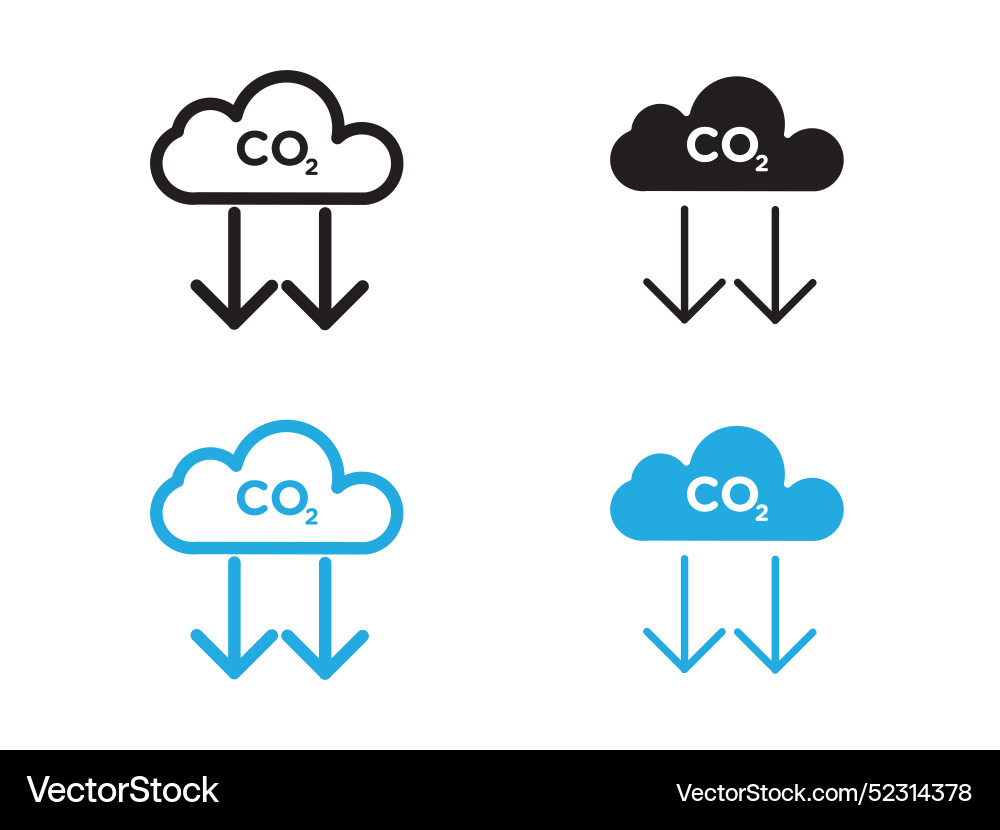 Reduce carbon dioxide co2 icon black and white Vector Image