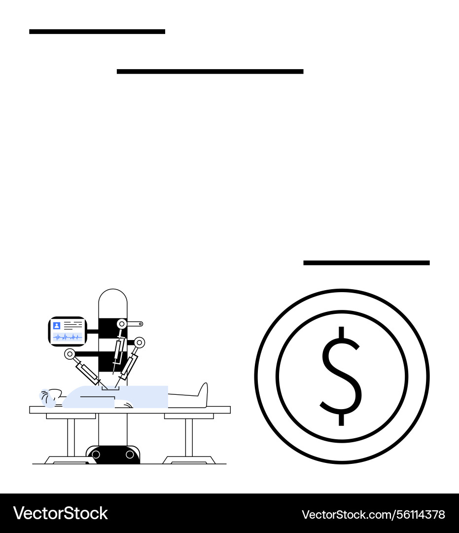 Robotic surgery system performing operation Vector Image