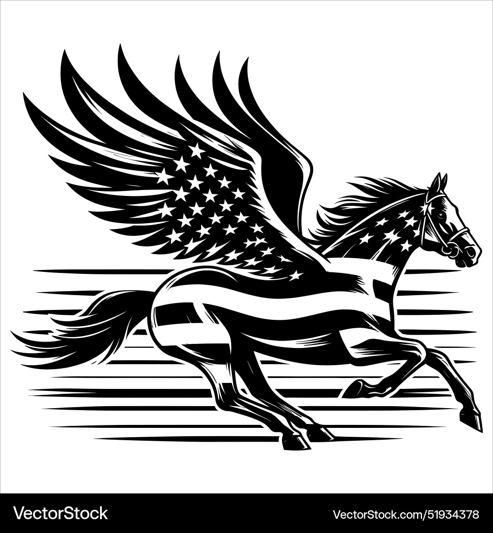 Running horse american flag Royalty Free Vector Image