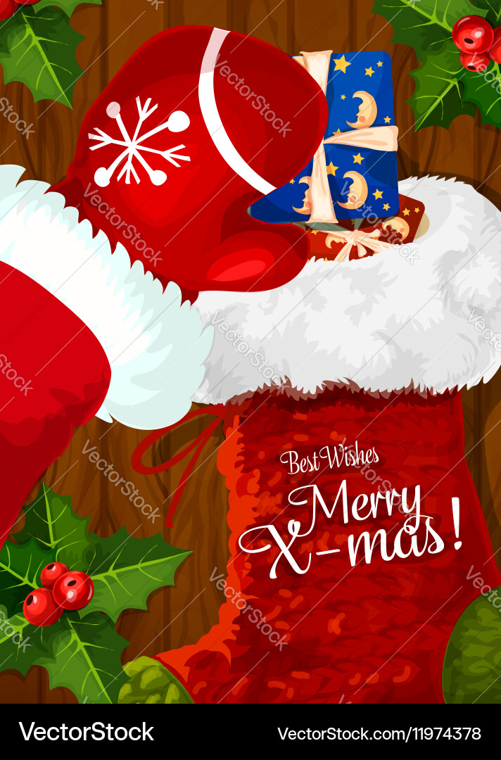 Santa with Christmas Stocking Royalty Free Vector Image