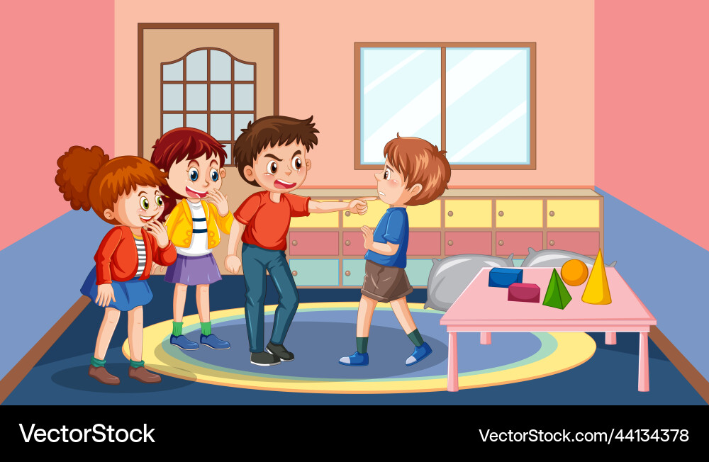 School bullying with student cartoon characters Vector Image