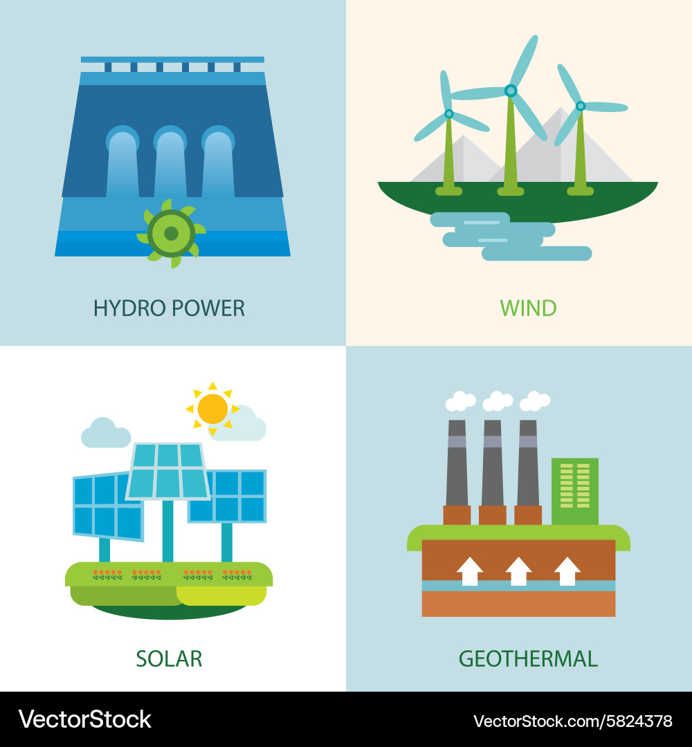 Set of renewable energy Royalty Free Vector Image