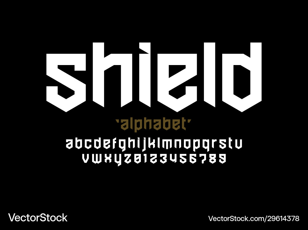 Shield style font design security protection Vector Image