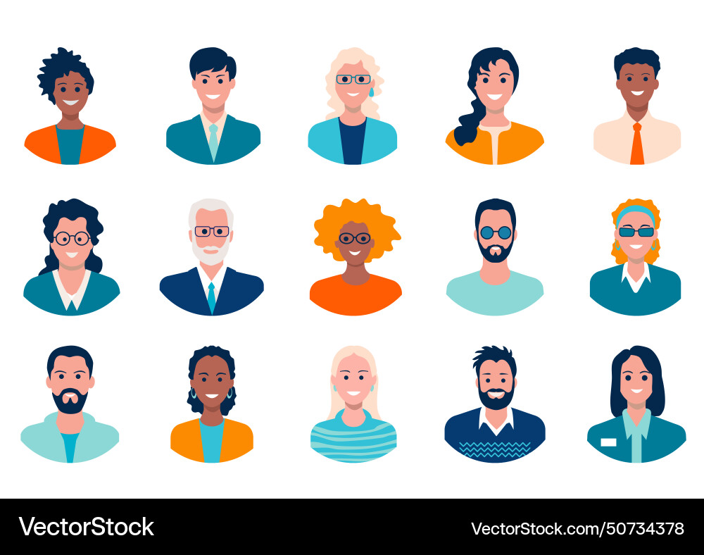 Smiling people avatar set Royalty Free Vector Image