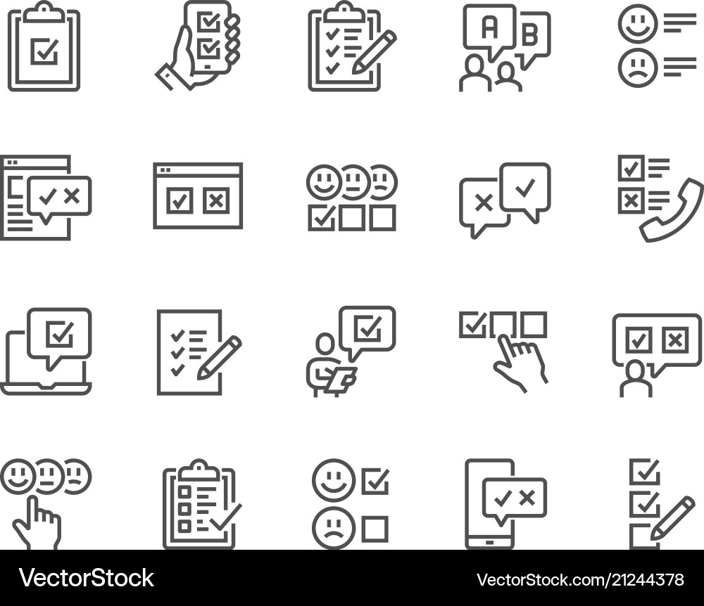 Survey Line Icons - Feedback & Ratings Vector Image