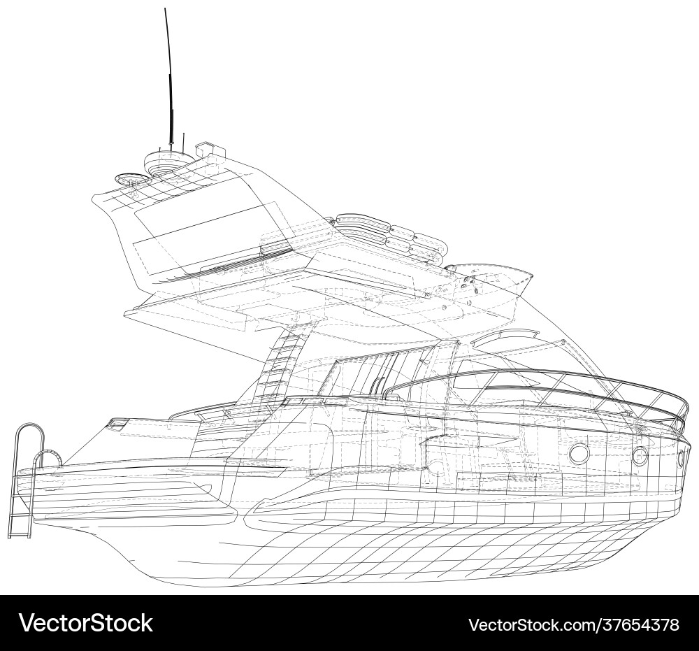 Yacht water carriage wire-frame eps10 format Vector Image