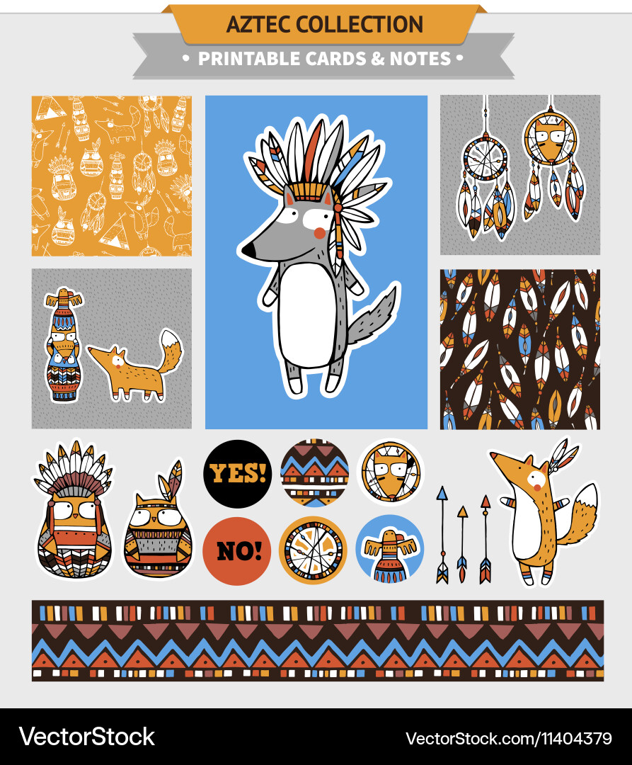 Aztec printable set Royalty Free Vector Image - VectorStock