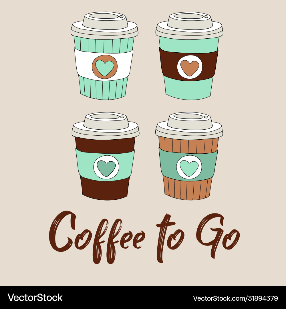 Coffee to go with hand drawn Royalty Free Vector Image