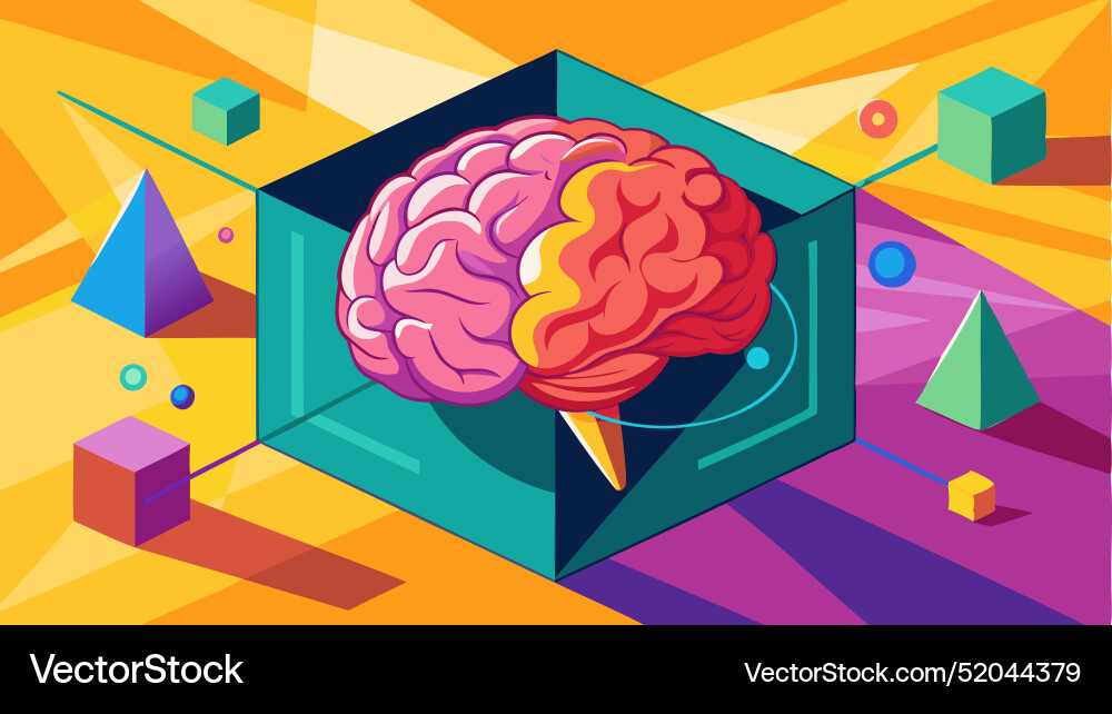 Colorful brain geometry perception illusion Vector Image