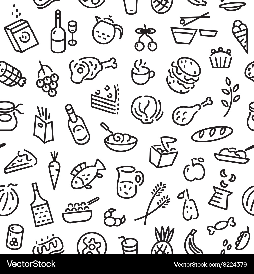 Food Icons Seamless Pattern Royalty Free Vector Image