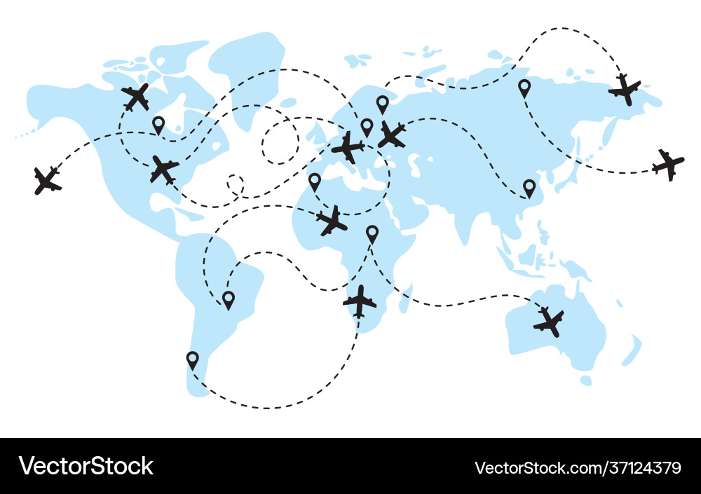 Global Flight Routes Map Royalty Free Vector Image