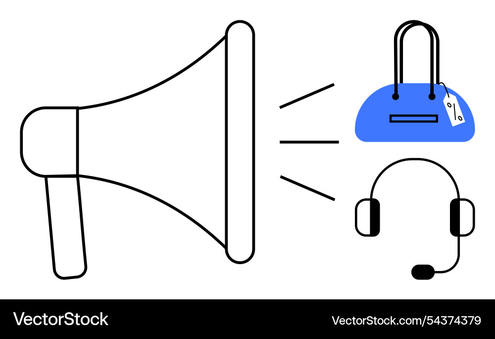 Megaphone announcing shopping deals and customer Vector Image
