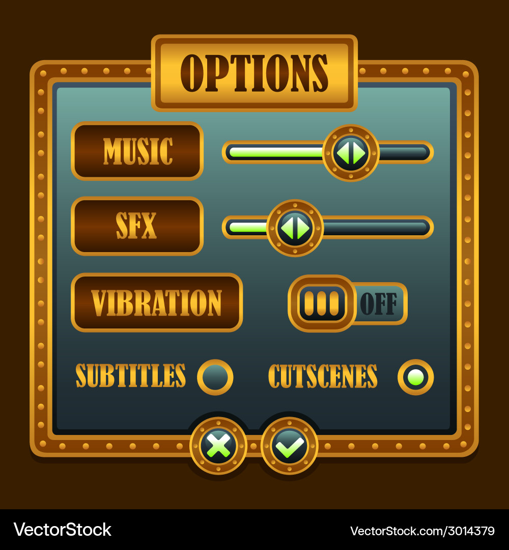 Option menu steampunk style game buttons Vector Image