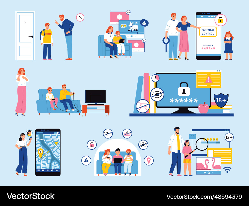 Parental control color set Royalty Free Vector Image