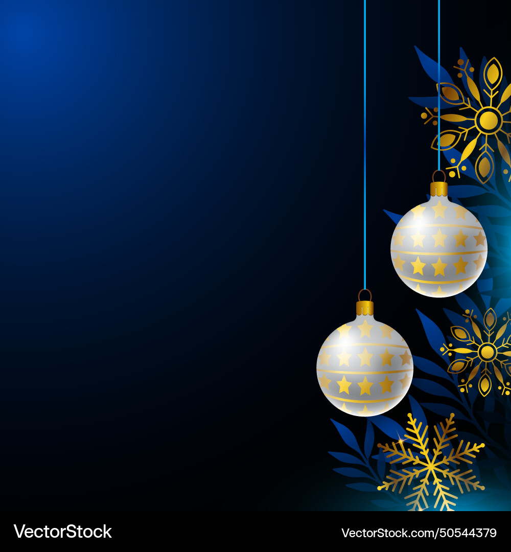 Realistic blue christmas greeting with text Vector Image