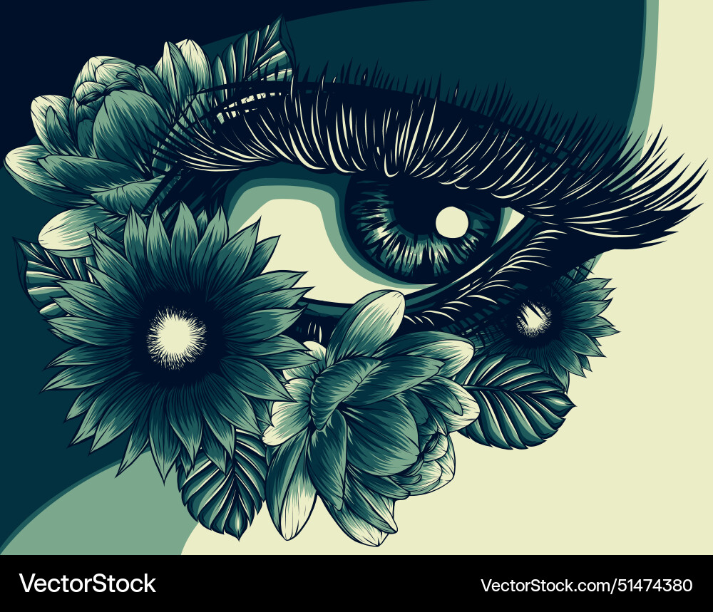 Beautiful eye with flower Royalty Free Vector Image