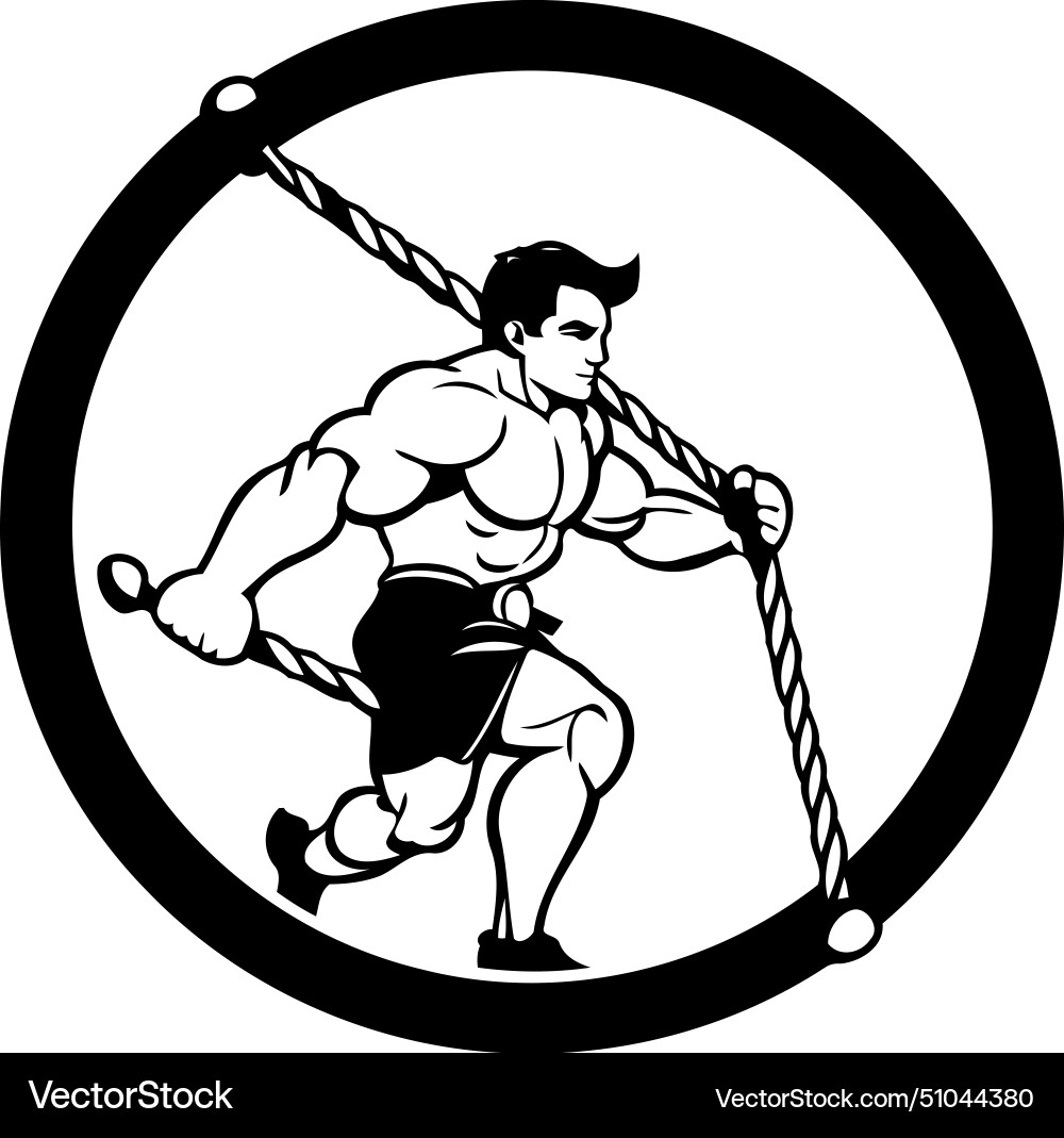 Cartoon style of a bodybuilder doing pull-ups Vector Image
