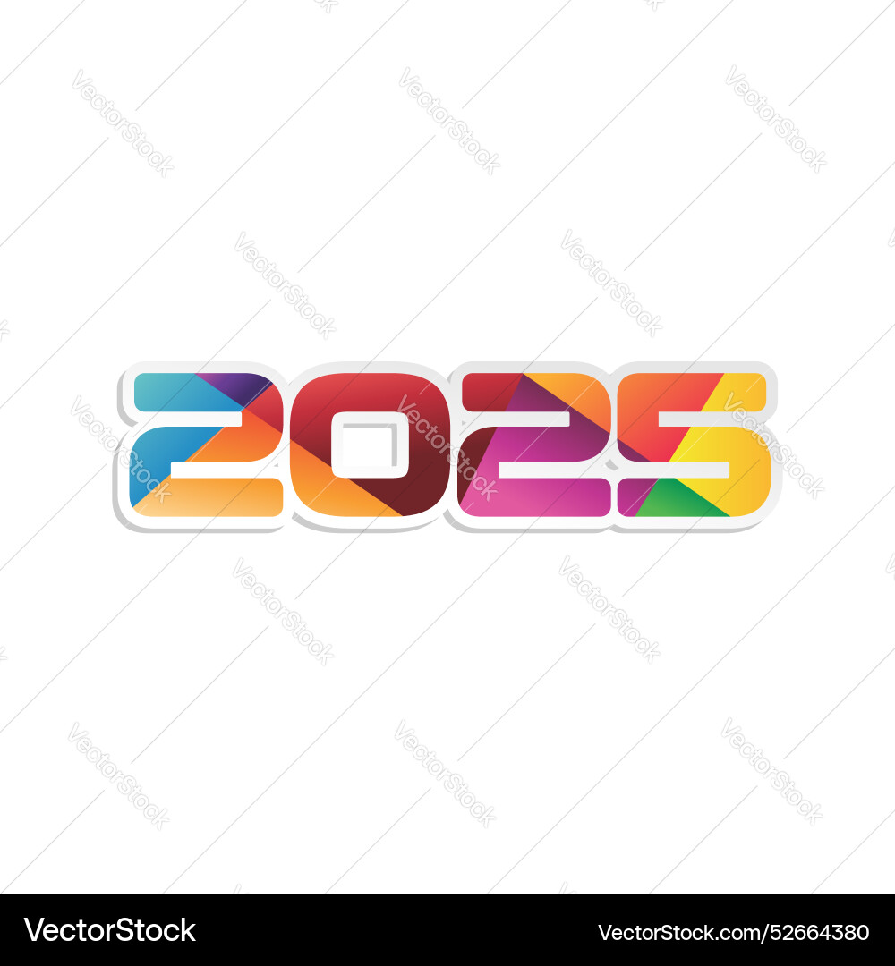 Colorful sticker with year 2025 in white Vector Image