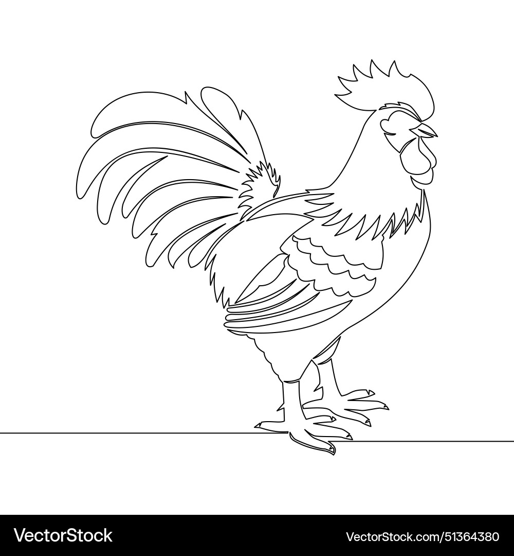 Continuous line drawing rooster concept Royalty Free Vector