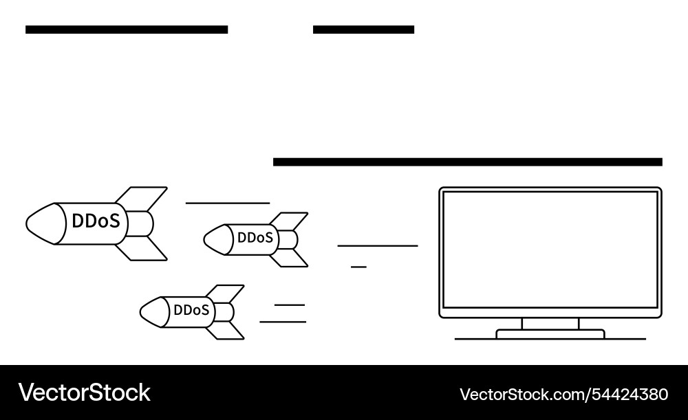 Cyber attack concept with ddos missiles targeting Vector Image