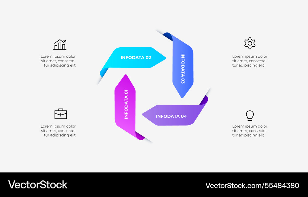 Four arrows steps infographic chart with icons Vector Image