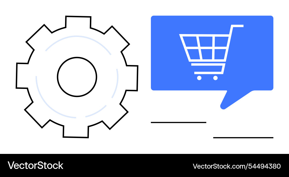 Gear and shopping cart icon highlighting e Vector Image