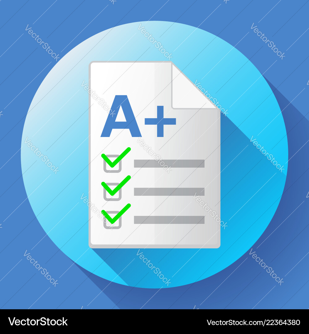 Icon of successful test result a plus Royalty Free Vector
