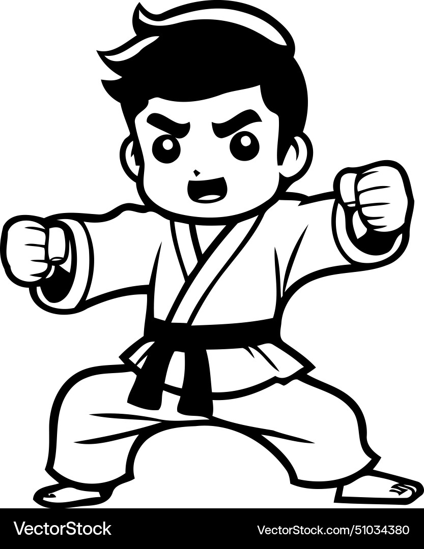 Karate boy cartoon character Royalty Free Vector Image