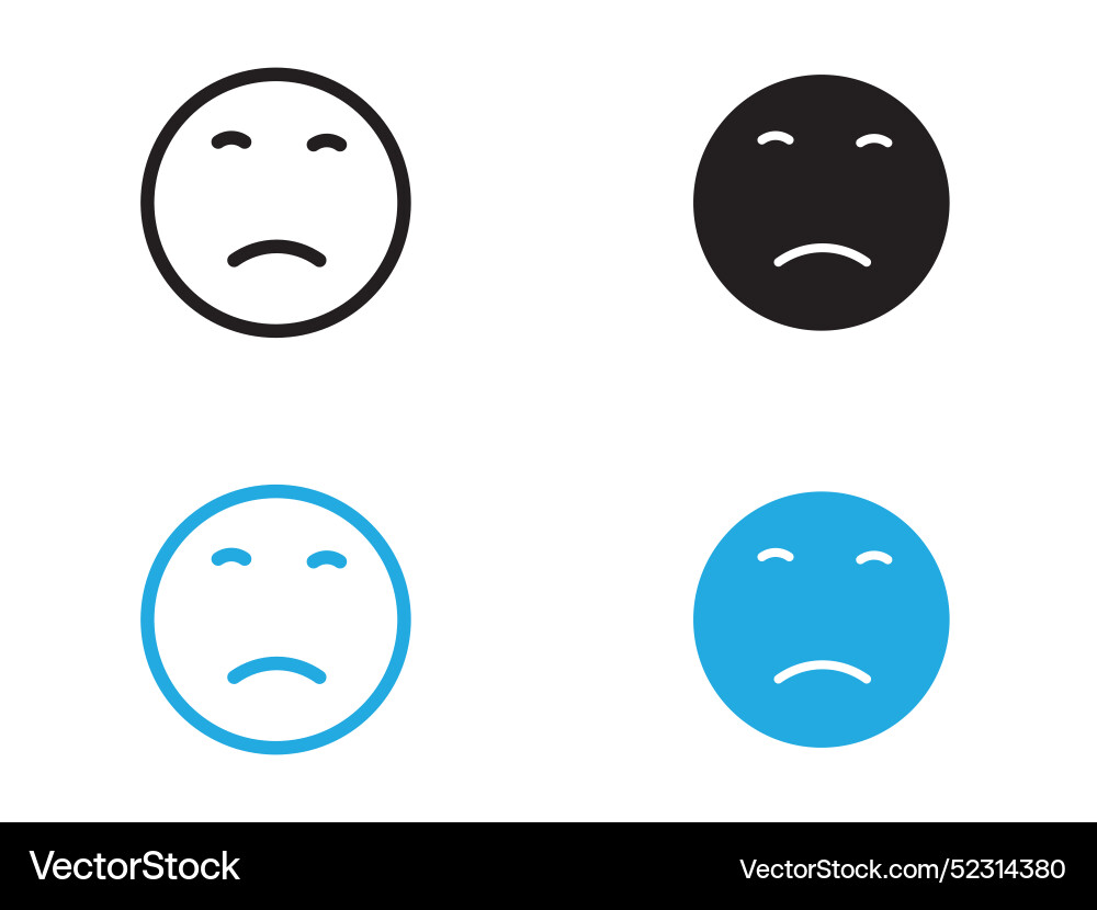 Regret expression icon black and white outline Vector Image